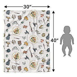 Harry Potter Fleece Baby Blanket, 30"x40" Whimsical Icons, Unisex for Girls & Boys, Infants/Toddlers