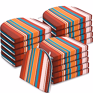 Wenqik 12 Pack Patio Outdoor Chair Cushions Waterproof Round Corner Patio Seat Cushions Outdoor Seat Cushions for Patio Furniture Outdoor Square Corner Seat Cushions with Ties (Bright Color)