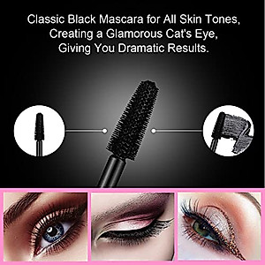 2 Pack 4D Silk Fiber Lash Mascara, Long Lasting Eyelashes, Lengthening and Thick, Waterproof & Smudge-Proof, All Day Exquisitely Full