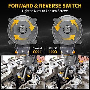 AwxryoX 1300Nm Cordless Impact Wrench, 1/2" 960Ft-lbs Brushless Heavy Duty Impact Gun with 2 X 4.0Ah Battery 6 Sockets 5"Extension Bar, Eléctrica Pistola De Impacto for Heavy Equipment & Truck Repair