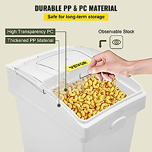 VEVOR Ingredient Bin, 6.6 Gallons Capacity Ingredient Storage Bin, 3 Pcs/Set, PP Material Flour Bins On Wheels, White Shelf Ingredient Bin with Scoop and Sliding Lid, Commercial Storage Bins