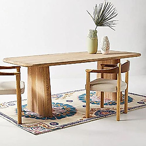 SUSUO Retangle Dining Table, 70.9" L x 31.5" W Mid-Century Modern Double Pedestal Table Leisure Coffee Table Rectangular for Dining Room Kitchen, Farmhouse Solid Wood Furniture