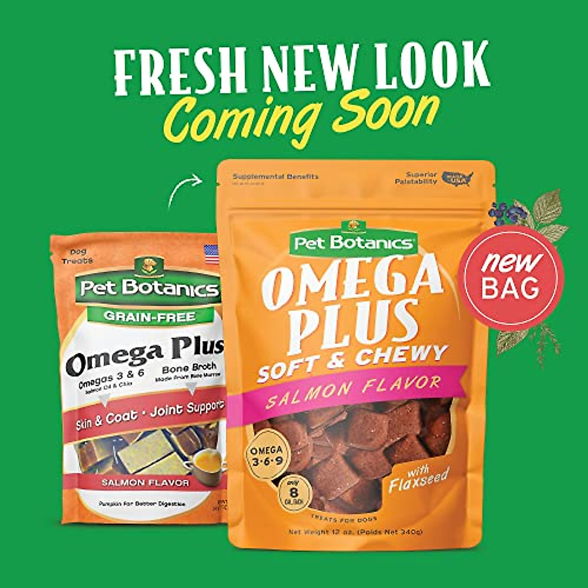 Pet Botanics 12 oz. Pouch Omega Plus, Soft & Chewy, Salmon Flavor, with 500 Treats Per Bag, The Choice of Top Trainers