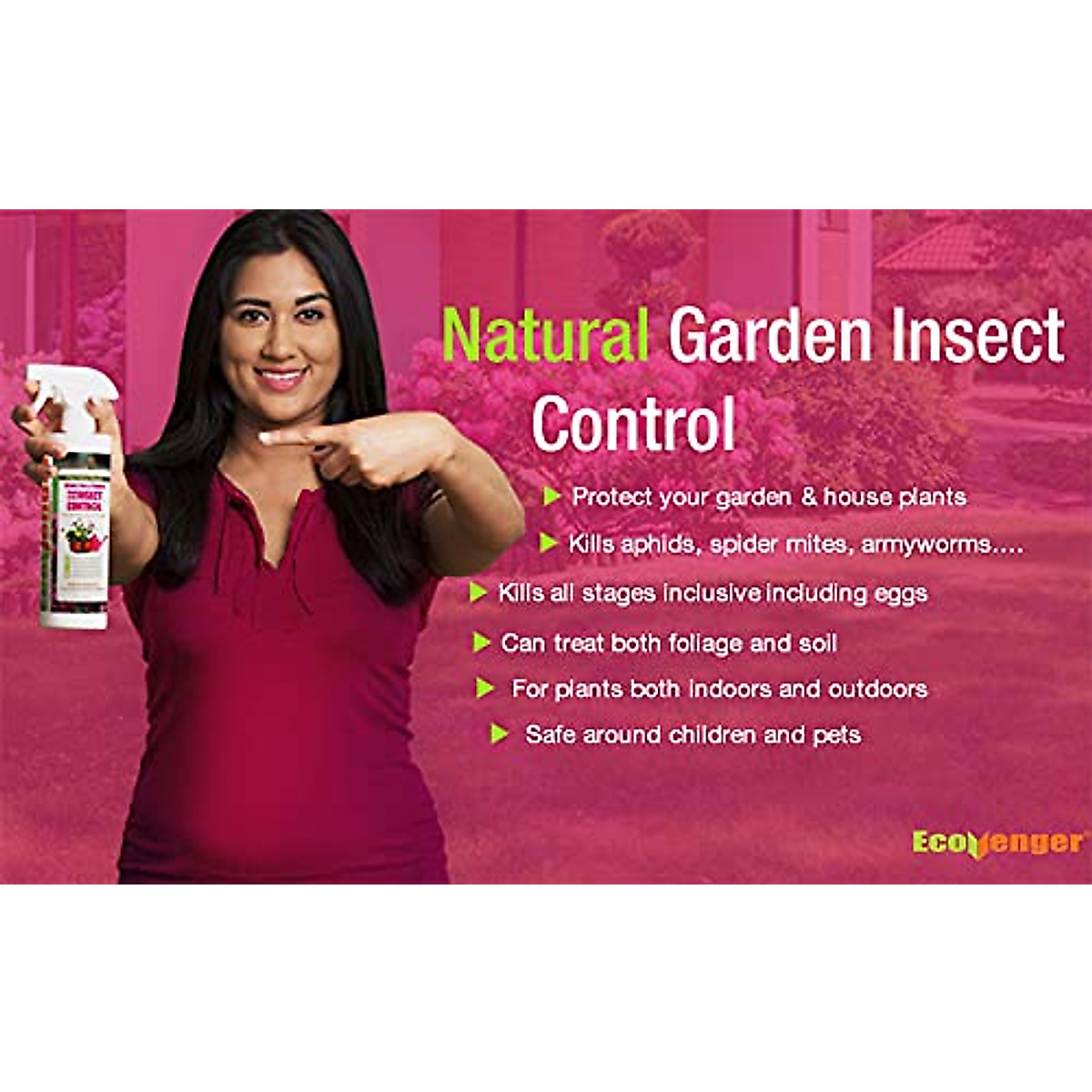 EcoVenger (Formerly EcoRaider) Garden Insect Control 16OZ, Plant Extract Based, Indoor & Outdoor, Kills Aphids, Mealybugs, Spider Mites and Gnats All Stages and Eggs, Non-Toxic Child & Pets Safe