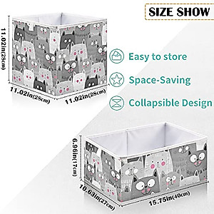 visesunny Rectangular Shelf Basket Cat Animal Clothing Storage Bins Closet Bin with Handles Foldable Rectangle Storage Baskets Fabric Containers Boxes for Clothes,Books,Toys,Shelves,Gifts
