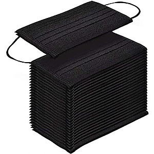 TecUnite 100 Pack Disposable Face Masks Breathable Dust Filter Masks Mouth Cover Masks with Elastic Ear Loop (Black)