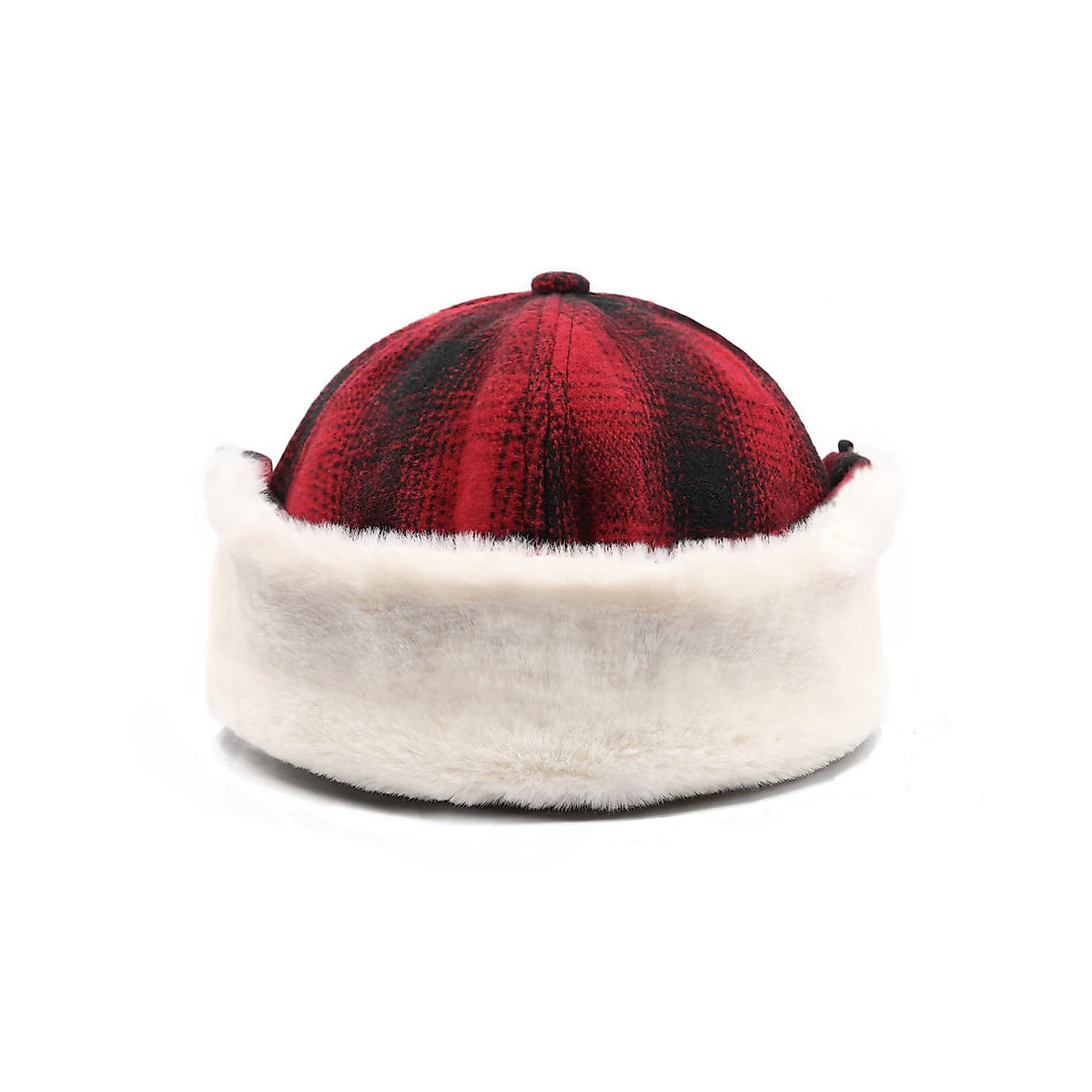 Zylioo XXL Fleece Baseball Cap with Earflap,Oversized Winter Warm Cap,Large Elastic Trapper Hunting Dad Hats Black Red