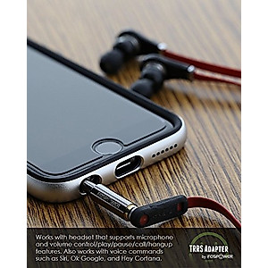 FosPower (1 Pack 3.5mm Male to Female Auxiliary Stereo Audio Headphone Jack AUX Adapter [4-Conductor TRRS | 24K Gold Plated Plug] for iPhone, Smartphones, Tablets, Speakers, Microphone & Card Readers