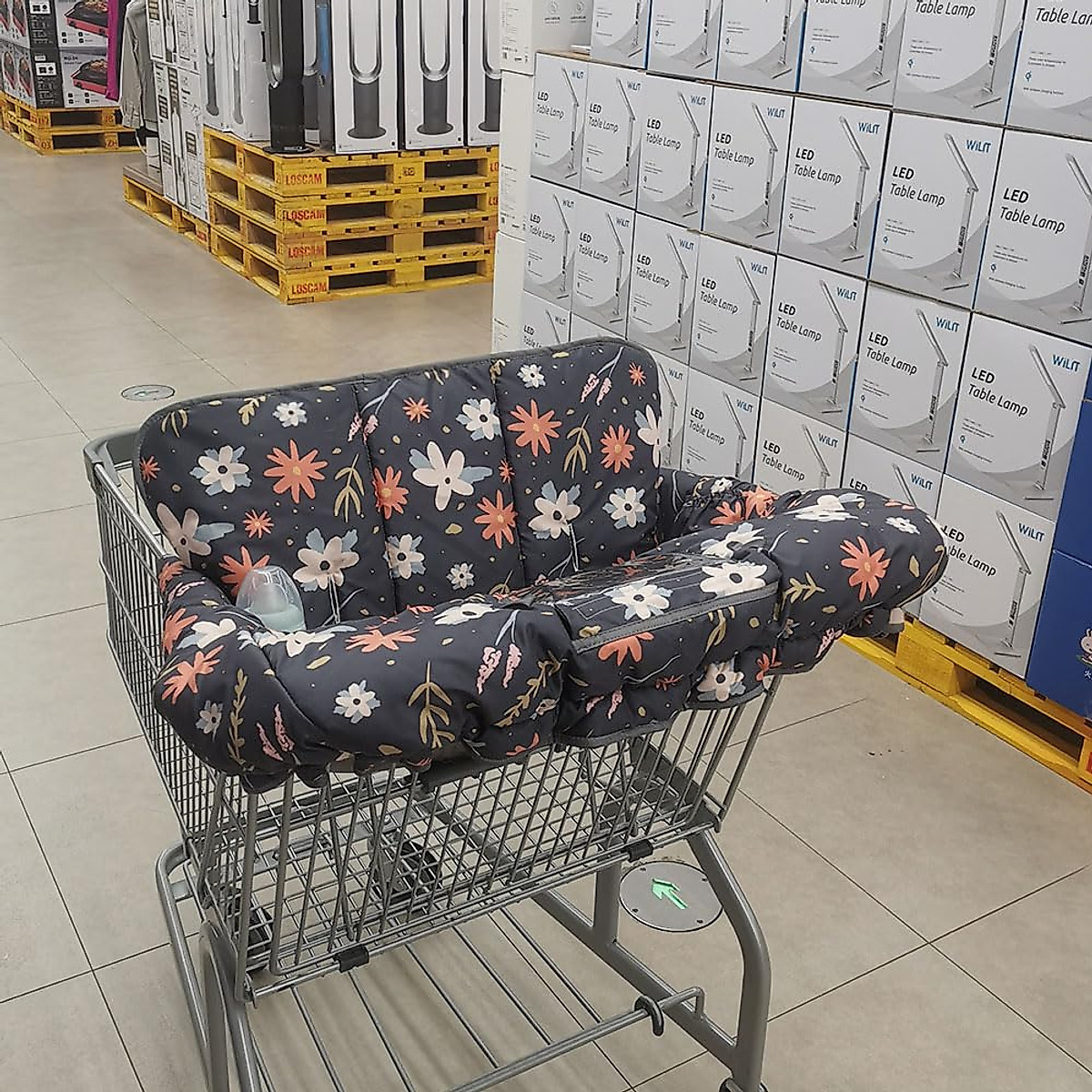 Shopping Cart Cover for Baby/Toddler, Cozy High Chair Cover & Grocery cart Cover Cushion, Dark Blue