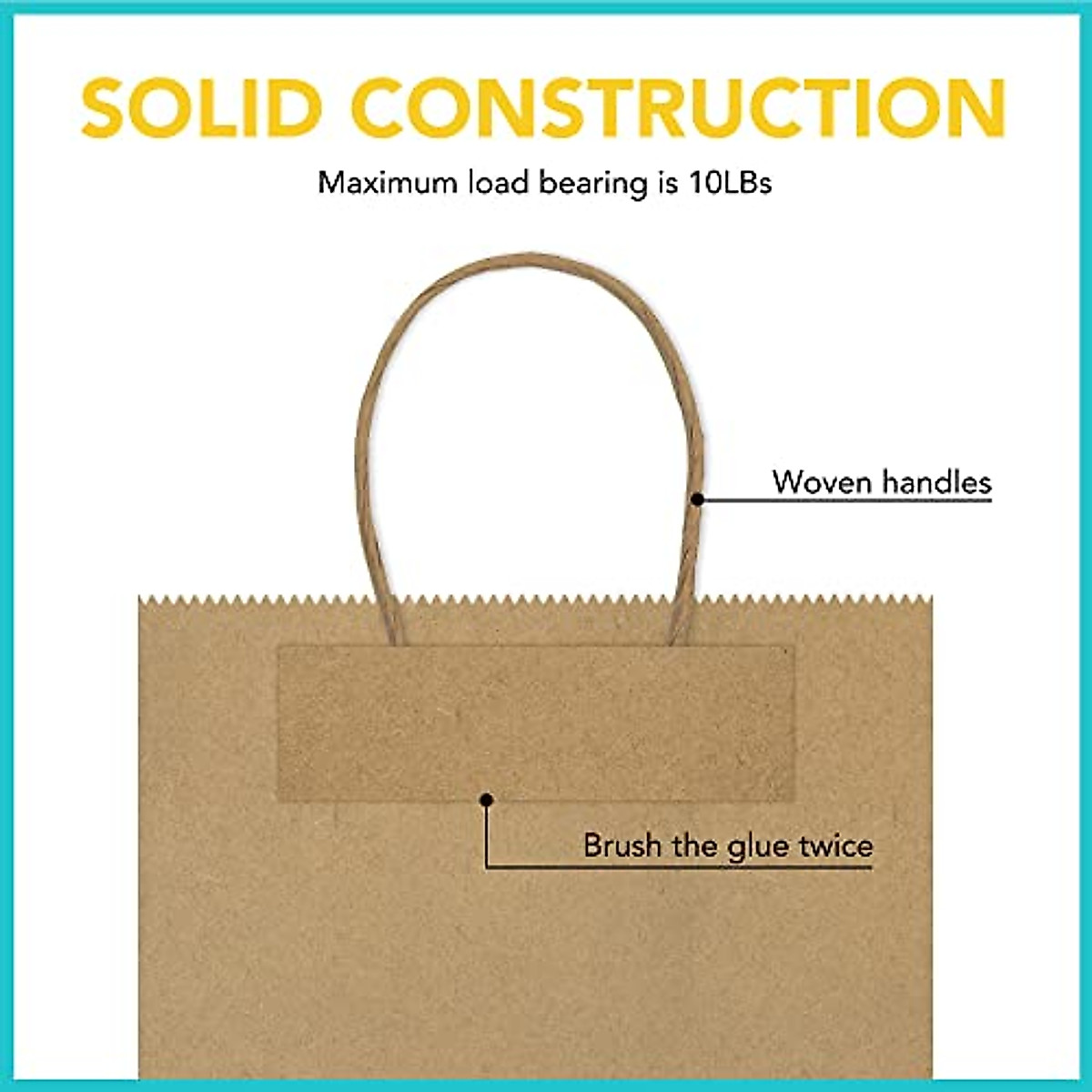 GSSUSA Kraft Paper Gift Bags 5.25x3.75x8 Paper Bags with Handles, Brown (20 Pcs), Bulk Kraft Gift Bag for Shopping, Craft, Grocery, Party, Retail, Lunch, Business, Wedding, Merchandise, Boutique