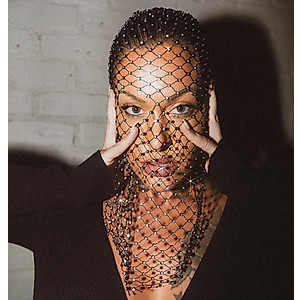 Pinwe Mesh Rhinestone Masquerade Masks Full Face Veils See Through Headscarfs Hairbands Turban Head Covers Wraps