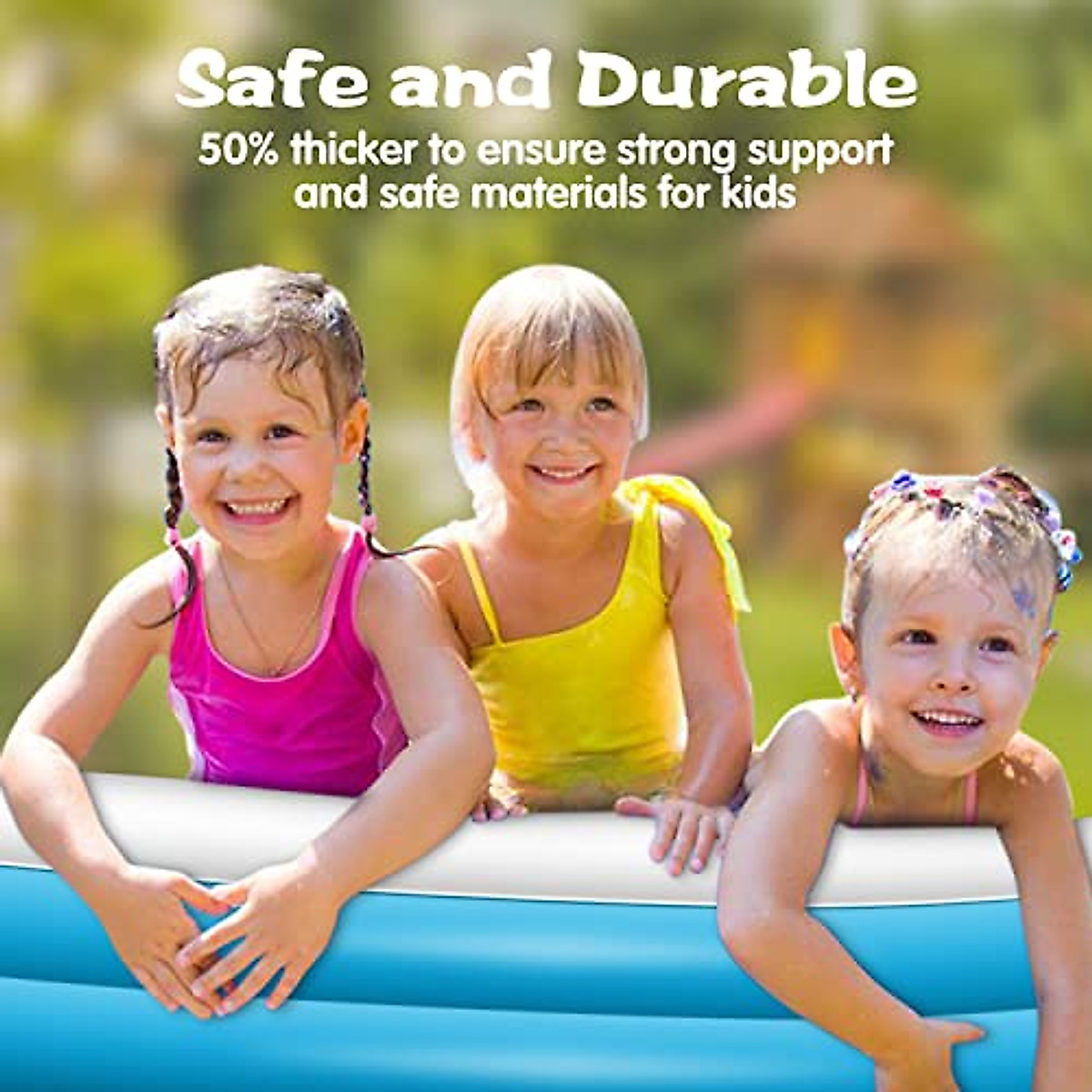 Inflatable Pool Kids for Adult - 90" 90" 26" ,Giant Large Blow up Pool for Indoor Garden Summer Water Party,Kiddie/Adult Small Inflatable Swimming Pools with Seat and Backrest, Above Ground Pool