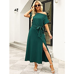 LILLUSORY Off The Shoulder Midi Wedding Guest Dresses 2023 Summer Cocktail Party Women Dress Emerald Green