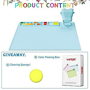 Silicone Art Mat, Silicone Painting Mats with Cup, 20"x17" Large Nonslip Silicone Craft Mat, Silicone Paint Mats for Kids Craft, Painting, Resin Casting DIY Projects (Blue)