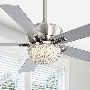 Breezary 52" Ceiling Fans with LED Lights Remote Control, 5 Reversible Blade Chandelier Crystal Lighting Ceiling Fan for Bedroom Home Office