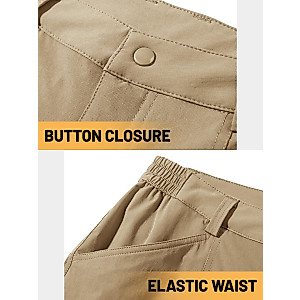 TACVASEN Hiking Shorts Men Quick Dry Water Resistant Summer Shorts for Cargo Fishing Work with 5 Zipper Pockets Khaki 38