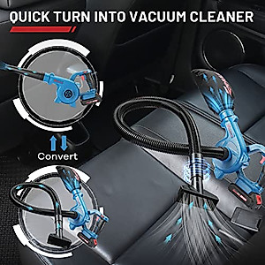 Enhulk Cordless Leaf Blower and Vacuum, 20V Leaf Blower with Battery and Charger, 6 Variable Speeds 185MPH Max Portable 2-in-1 Electric Blower for Blowing Leaf,Cleaning Dust,Small Trash,Car,Porch