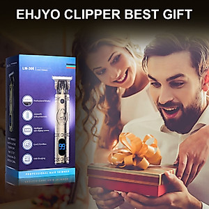 EHJYO Ear and Nose Beard Hair Trimmer for Men Professional Rechargeable Nose Beard Hair Trimmer/Clipper, Electric Shaver Hair Remover for Eyebrow/Ear & Facial LCD Diaplay-Gold