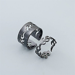 Flame Rings Geometric Hollow Flame Open Ring Matching Flame 2YK Hip Hop Rings for Women Men Couple Rings Friendship Jewelry