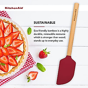 KitchenAid Universal Bamboo Handle Scraper Spatula, 11-Inch, Red