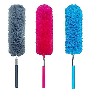 M-jump 3 PCS 15.7 to 35.5 Inch Extendable Telescoping Microfiber Duster Bendable Brush Washable Dusting Brush for Home Office Car