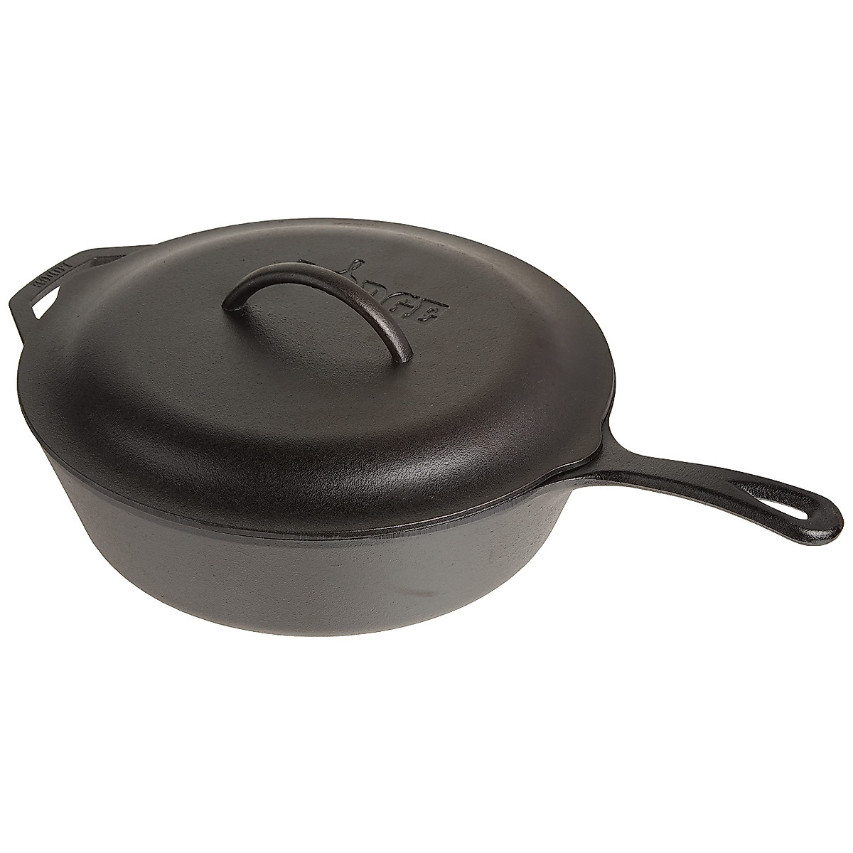 Lodge L10CF3 Cast Iron Covered Deep Skillet, Pre-Seasoned, 5-Quart & 10FB2 Deep Fry Basket, 10.25-inch