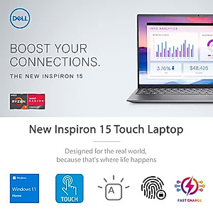 Dell Newest Inspiron 15 Laptop, 15.6 FHD LED-Backlit Touch Display, AMD Ryzen 7 5700U, 32GB DDR4 RAM, 1TB PCIe SSD, HDMI, Webcam, Backlit Keyboard, WiFi, Bluetooth, FP Reader, Win11 Home