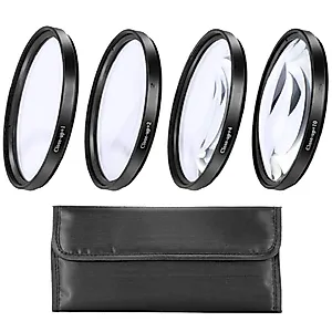 52mm Close-Up Filter Set (+1, +2, +4 and +10 Diopters) for Canon EOS M50 Mark II with 55-200mm, EOS R10 18-45mm, EF-S 24mm f/2.8, Fuji XT-200 15-45mm, XF 35mm F1.4 Lens, Sigma 30mm F1.4 Lens