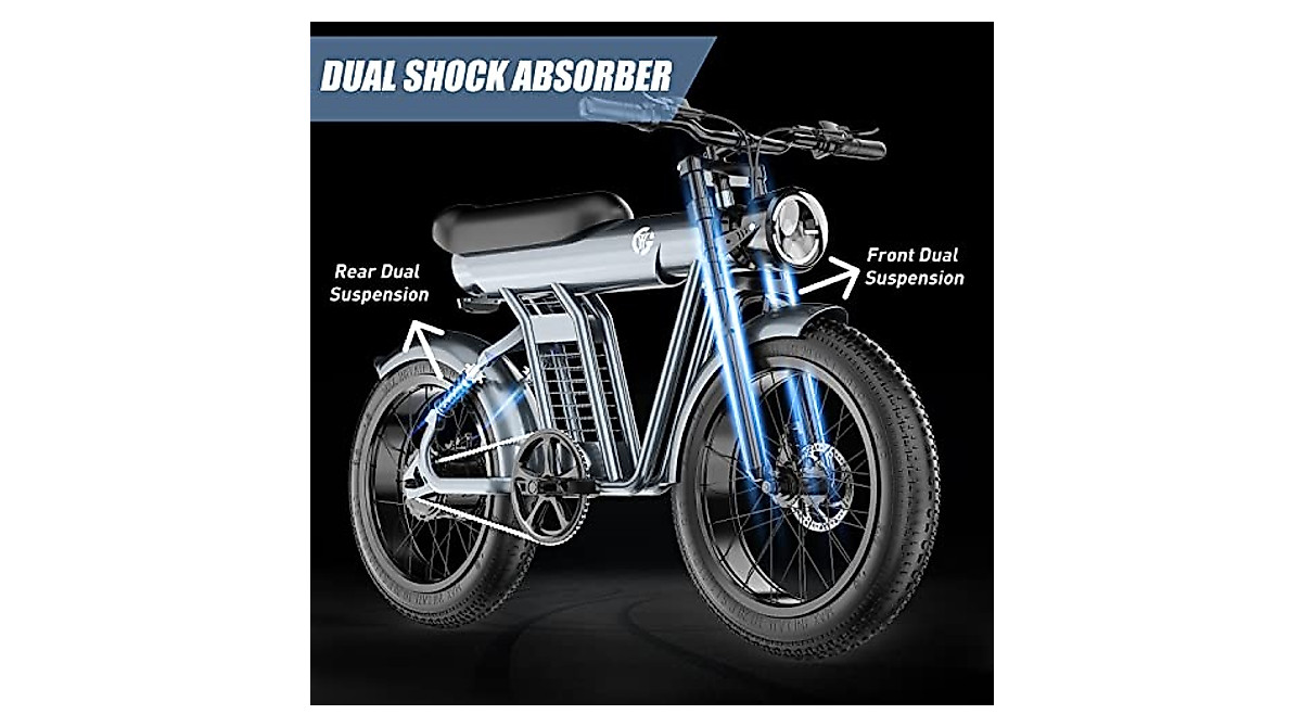 YYG 1200W Electric Bike for Adults - 20 Mile Fat Tire Commuter