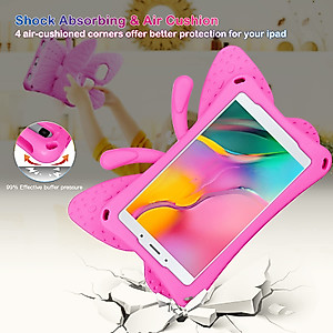 Feitenn Galaxy Tab A 8.0 Case for Kids 2019 SM-T290 / SM-T295, 3D Cartoon Butterfly Cover Non-Toxic EVA Kickstand Kid-Proof Shockproof Bumper Shell Girl Boy Gift for Samsung Tab A 8.0'' 2019 - Rose