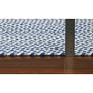 Super Area Rugs Tri-Color Cotton Farmhouse Braided Rug - Buffalo Check Blue,White,Gray 4' x 6' Oval