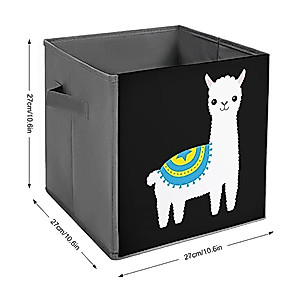 Cute Animal Alpaca Llama Collapsible Storage Bins Basics Folding Fabric Storage Cubes Organizer Boxes with Handles