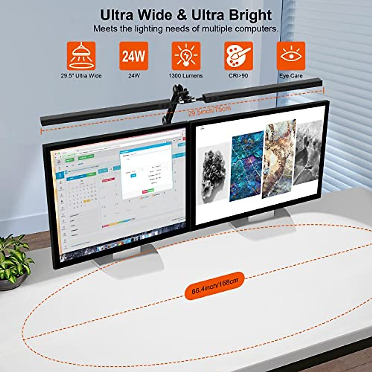 Svcouok 24W Desk Lamps for Home Office - Bright Tall Desk Lamp with Clamp 3 Color Dimmable Architect Desk Lamp Office Lights for Desk Monitor Studio Reading