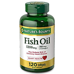 FIsh Oil by Nature's Bounty, Dietary Supplement, Omega 3, Supports Heart Health, 1200 Mg, 120 Rapid Release Softgels