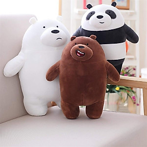 MIQUANGGO Plush Toys for Baby 27cm Kawaii We Bare Bears Plush Toy Cartoon Bear Stuffed Grizzly Gray White Bear Panda Doll Love Birthday Gift (Black)
