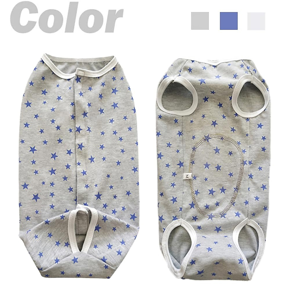 Dog Surgical Recovery Suit, Spay Recovery Suit for Small Medium Dog, Post Surgery Dog Onesie for Male Female Puppy (Grey Stars-L)