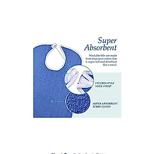 Simpli-Magic 79271 Adult Terry Bibs, Blue, 6 Pack