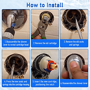 Dreyoo Square Stem Washerless Cartridge Replacement for DA603566, Shower Cartridge Compatible with Danze and Glacier Bay Single Handle Tub/Shower Faucets with Temperature Limit Stops