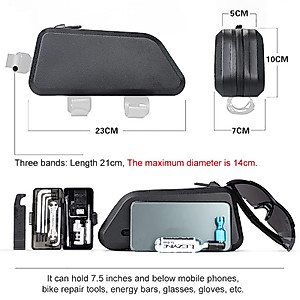 FUUBAMB00 1.2L Bike TopTube Bicycle Bag TPU Waterproof Hard Shell Bike Bag Stable Cycling Frame Bag BikePhone Bag Cycling Accessories,Black,23 * 7 * 10cm