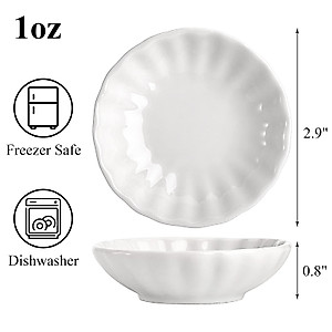 Hiceeden 20 Pack 2.9 Inch Soy Sauce Dish, Ceramic Pinch Bowl 1 Oz, Mini Porcelain Dipping Bowl Plate for Side Dishes, Condiment, Sushi, Ketchup, Appetizer