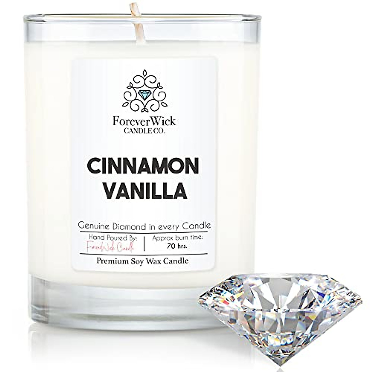 Foreverwick Cinnamon Vanilla Candle | Diamond Candle | Scented Jar Candle | Strong Scented Candles for Decor | 14 oz & 70 Hrs Burning Time