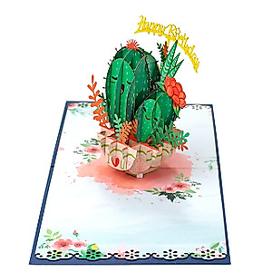 CUTPOPUP Happy Birthday Card Pop Up, 3D Greeting Card (Cactus)