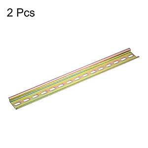MECCANIXITY 2 Pcs DIN Rail Slotted Iron Mounting Guide 10"(250mm) Long 35mm Wide 7.5mm High Bronze Tone