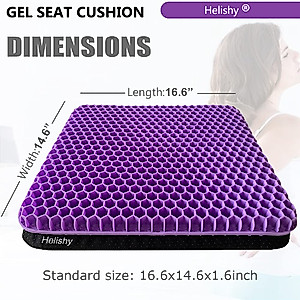 Gel Seat Cushion, Egg Seat Cushion for Tailbone, Back, Sciatica Pain Relief - Gel Enhanced Seat Cushion Chair Pads with Non-Slip Cover for Office Home Chair Car Seat Wheelchair (Standard, Violet)