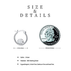 CHENGHONG Hedgehog Earrings 925 Sterling Sliver Hedgehog Hoop Earrings Hypoallergenic Cute Animal Huggies Eearrings Hedgehog Jewelry Gifts for Women