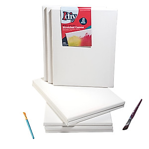 iDIY Stretched Canvas Board 11 x 14 (Set of 8) 5/8" - Classic White Blank, Pre Primed for Oils or Acrylics, 100% Cotton, Acid Free - Professional Grade for Painting or Art Project, Craft, Mixed Media