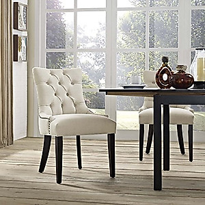 Modway Regent Modern Elegant Button-Tufted Upholstered Fabric with Nailhead Trim, Dining Side Chair, Beige