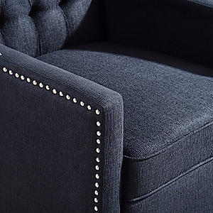 Black Fabric Recliner Chair for Adults Accent Wingback Chair Mid-Century Modern Recliner Tufted Chairs Living Room Armchair for Bedrooms Reading Recliner 27" Wide