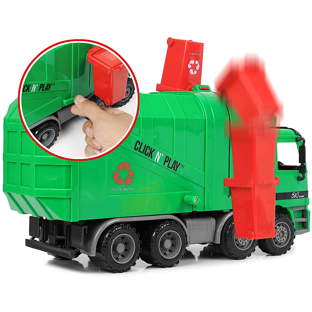 Click N' Play Friction-Powered Toy Truck, Green | Garbage Truck Toys, Trash Truck, Toy Car, Kid Toy, Toddler Toy, Farm Toys | Tonka-Inspired Dump Truck Toy | Big/Large Toy Trucks for Boys&Girls