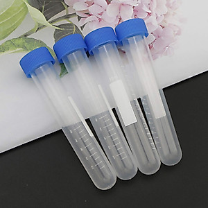Kesell Centrifuge Tubes Round Bottom Screw Cap Plastic Test Tube Vials 10ml with Graduation and Writing Area, Pack of 20